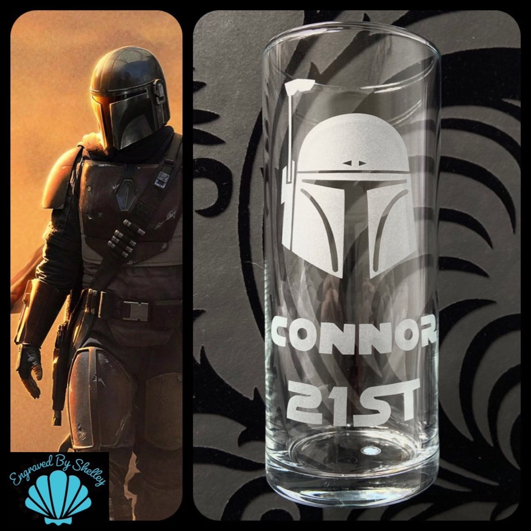 The Mandalorian Character Glass With Free Name Engraved. - Etsy