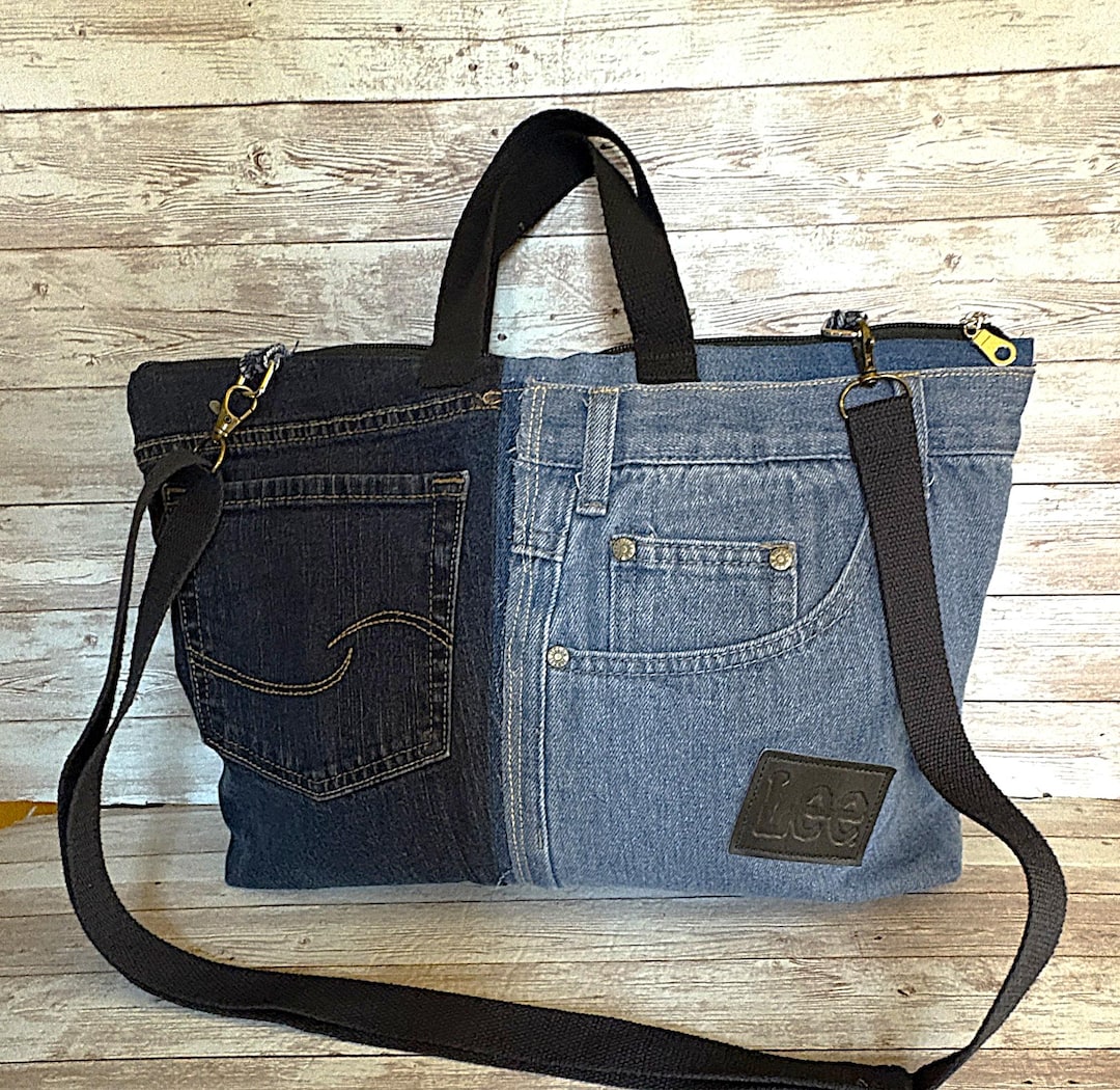 Denim Crossbody Purse / Denim Tablet Bag / Denim Purse / Reclaimed ...
