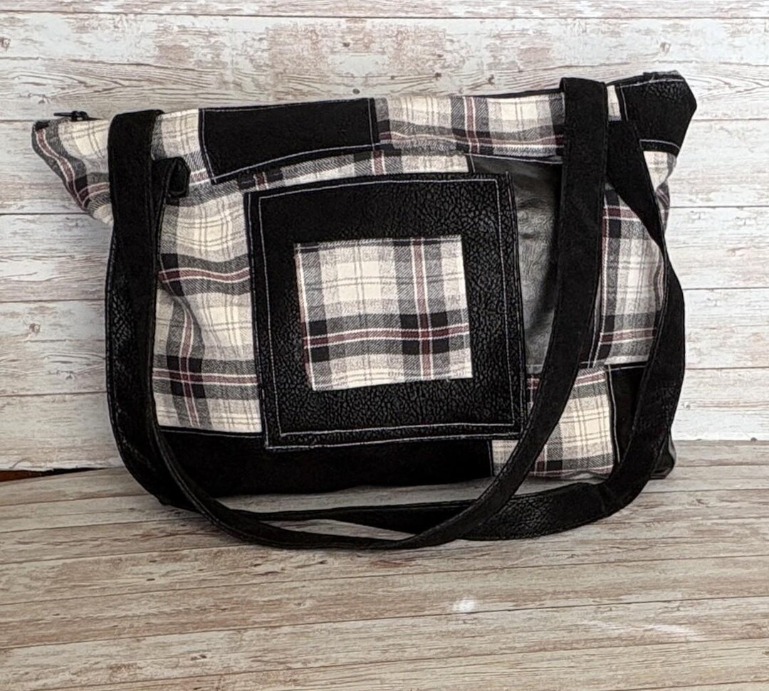 Recycled Flannel Shirt Tote / Flannel and Faux Suede Tote Bag ...