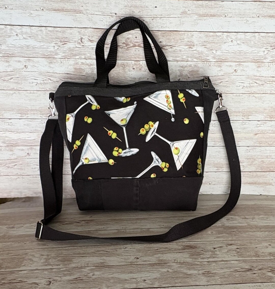 Martini Purse / Denim Martini Crossbody Purse / Martini Handbag / Black ...