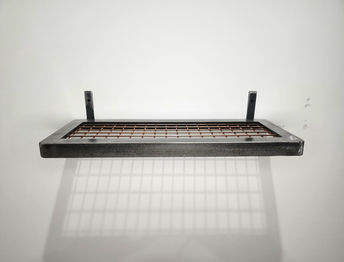 Metal Mesh Shelf – Industrial Wire Shelf – Raw Steel Wall Shelf – Heavy ...