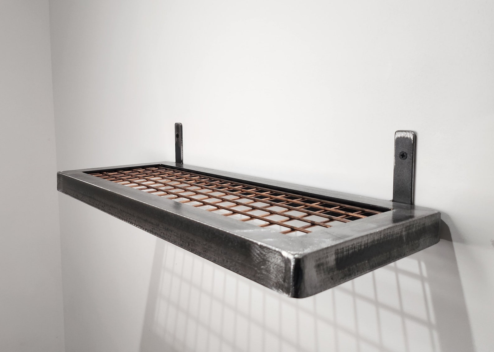 Metal Mesh Shelf – Industrial Wire Shelf – Raw Steel Wall Shelf – Heavy ...