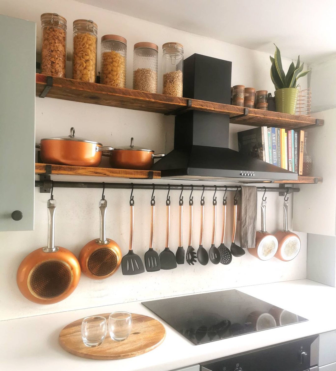 Untensil Rail - Industrial Hanging Rail - Kitchen Rail - Pan Hooks ...