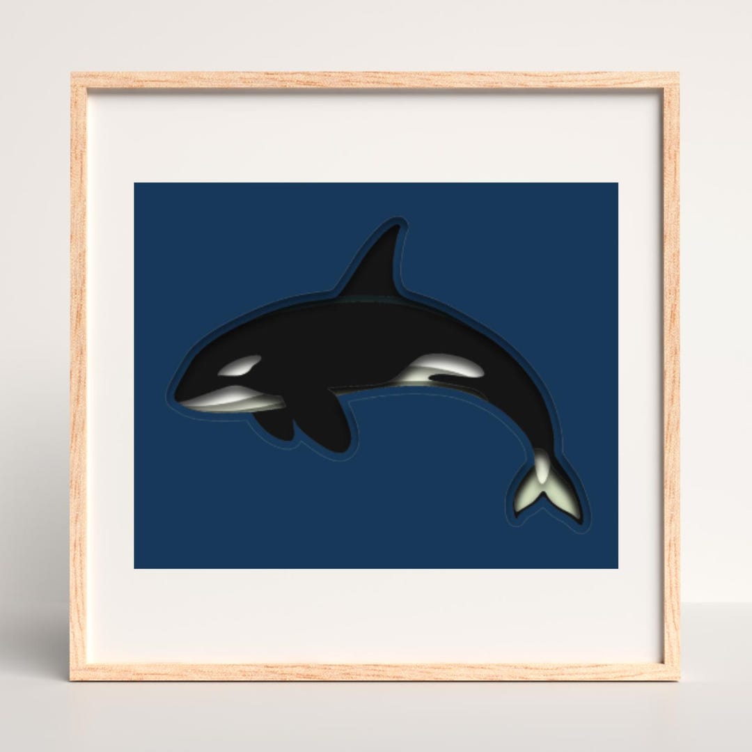 Orca SVG Layered | 3D Killer Whale Paper Craft Template for Cricut ...
