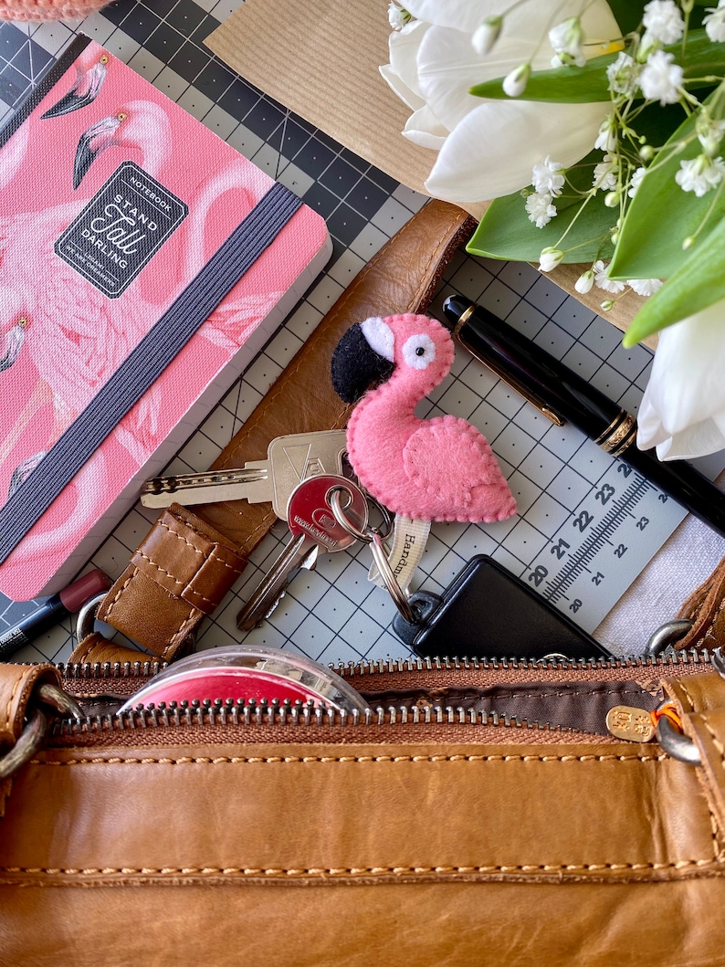 Flamingo Key-chain.cute Felt Flamingo.handmade Flamingo Keychain ...
