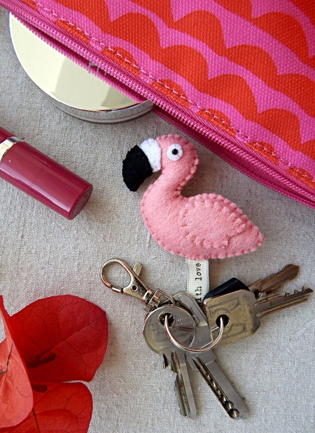 Flamingo Key-chain.cute Felt Flamingo.handmade Flamingo - Etsy