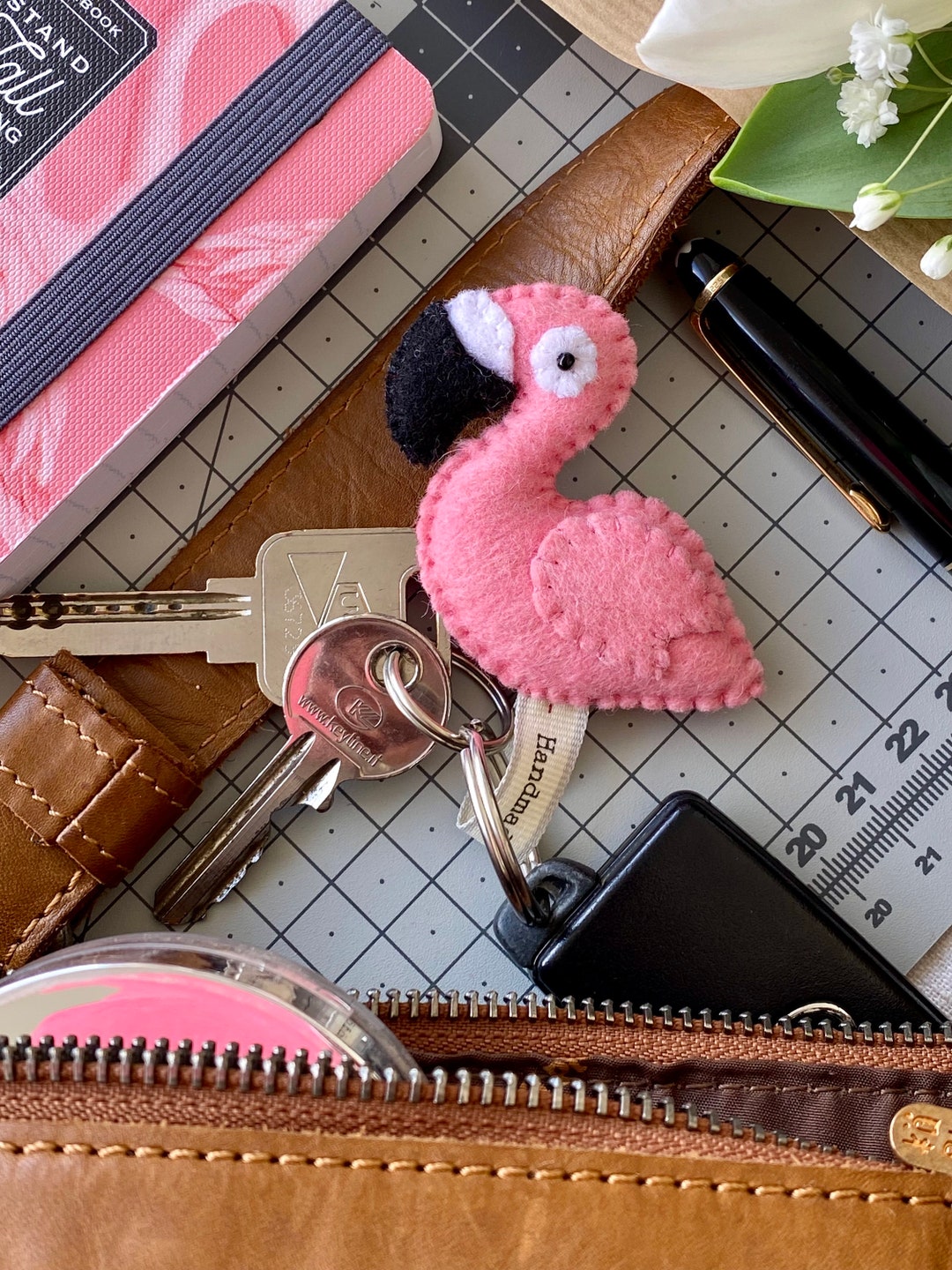 Flamingo Key-chain.cute Felt Flamingo.handmade Flamingo Keychain ...