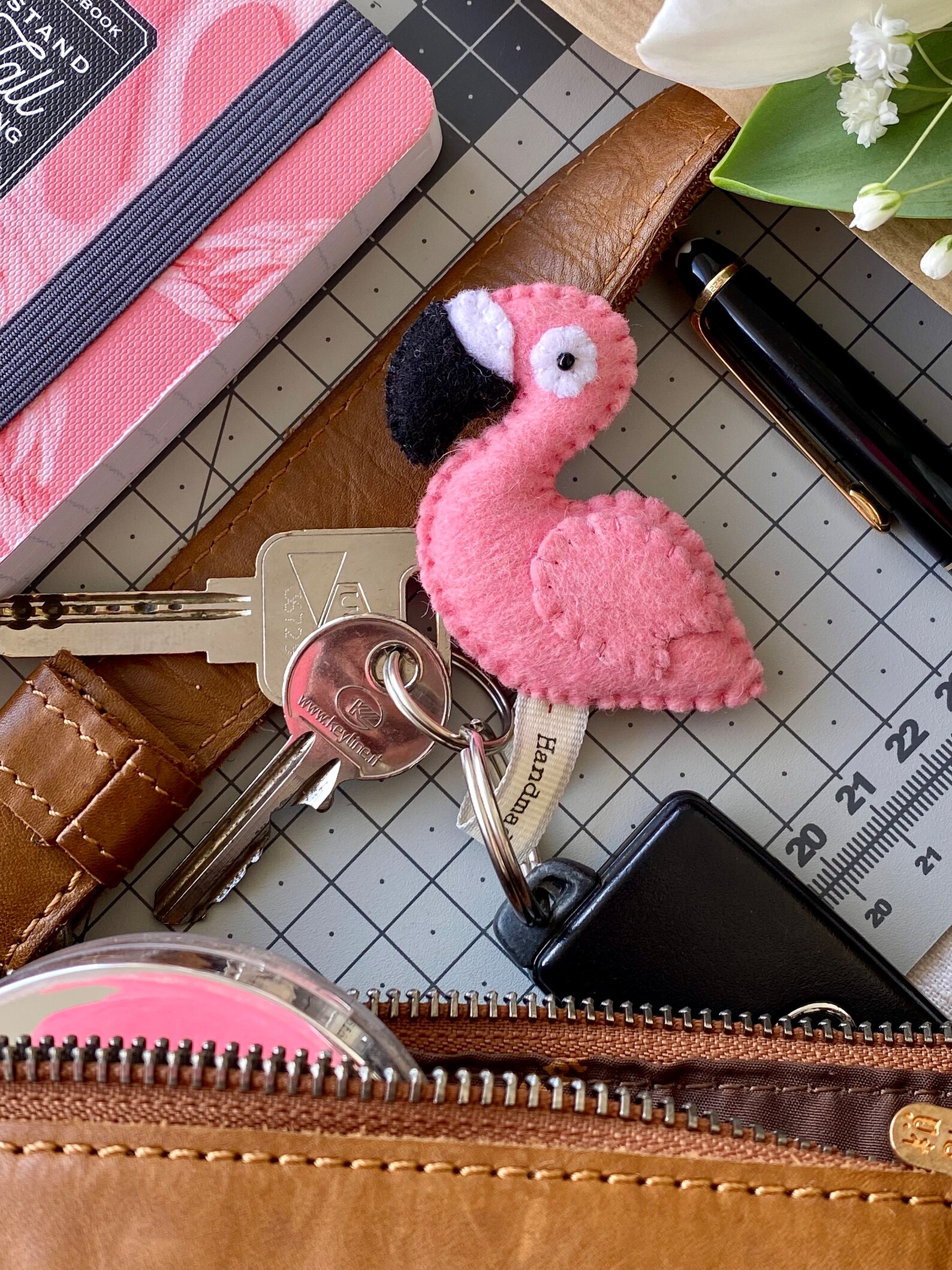 Flamingo Key-chain.cute Felt Flamingo.handmade Flamingo Keychain ...