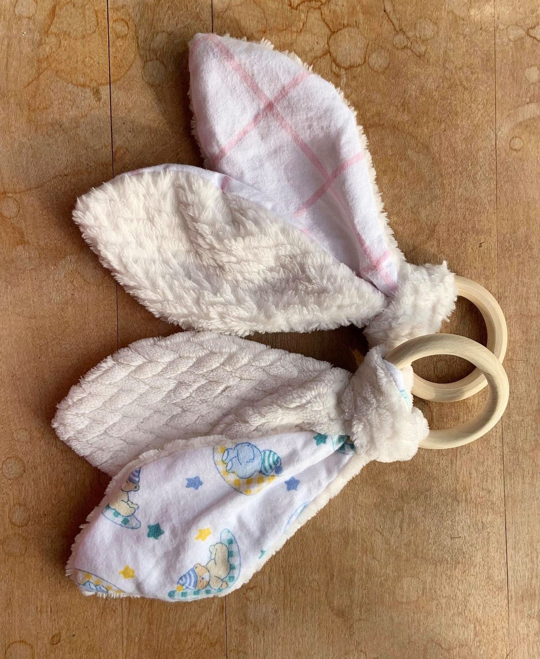 Baby Teething Ring/ Teething Ring With Lovey/ Pink Lovey/ Blue Lovey - Etsy