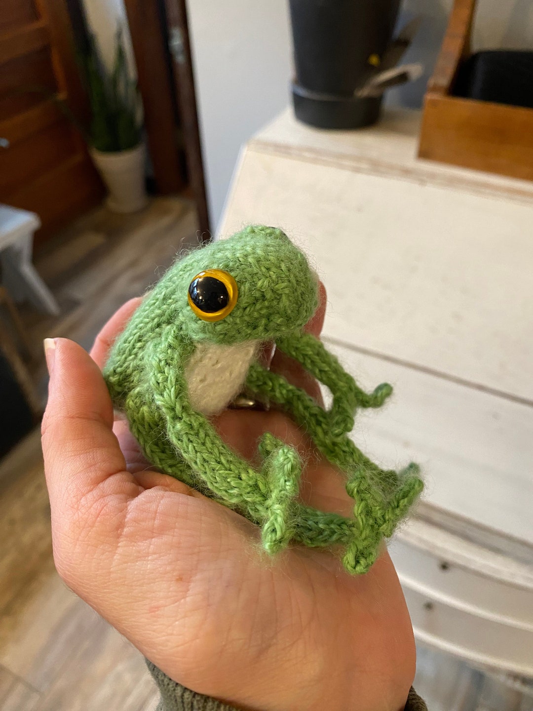 Little Knit Frog X Hand Knit Froggy Plush X Stuffed Animal X Mini ...