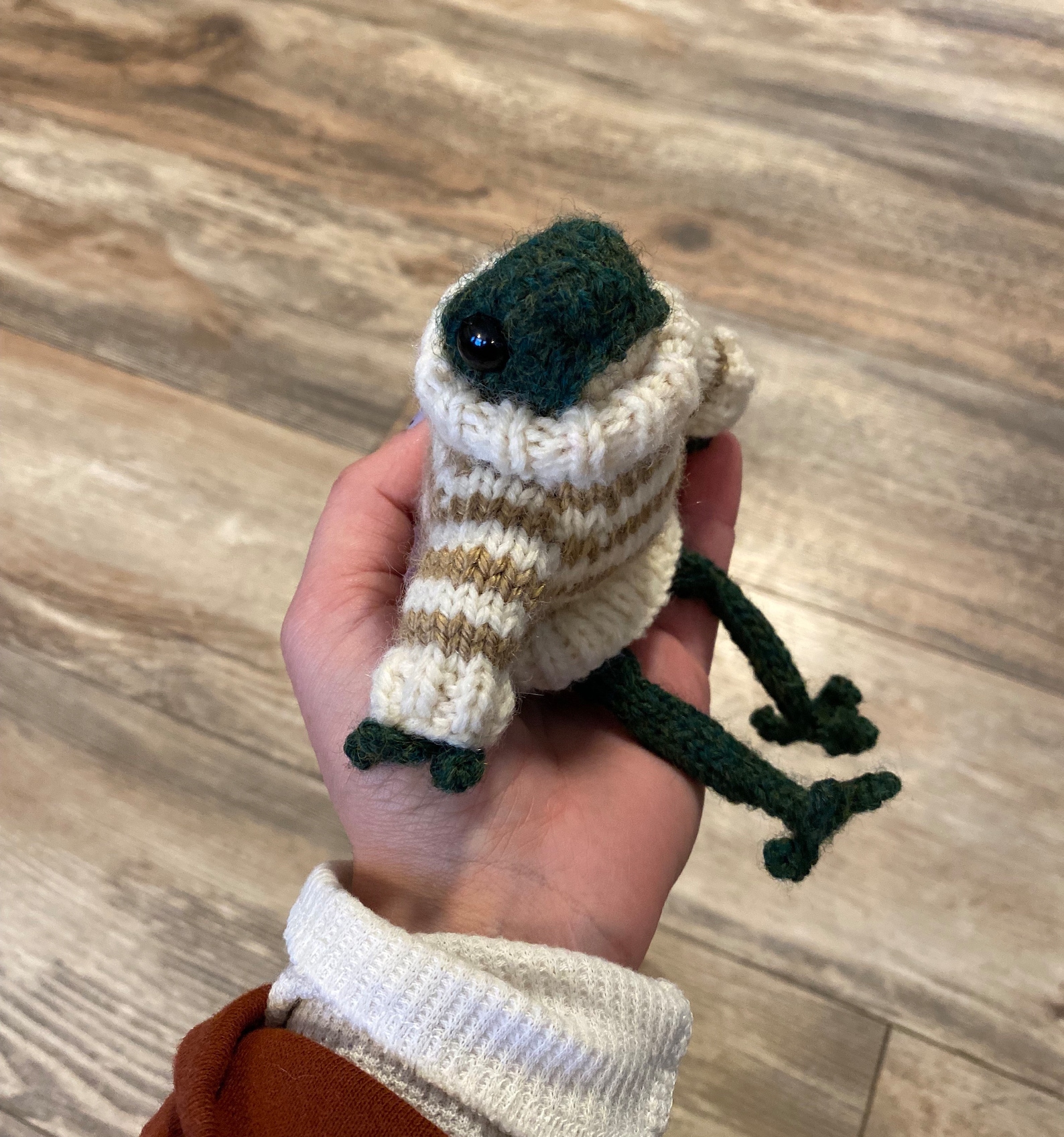 Hand Knit Froggy Plush: Mini Stuffed Animal With Posable Limbs - Etsy