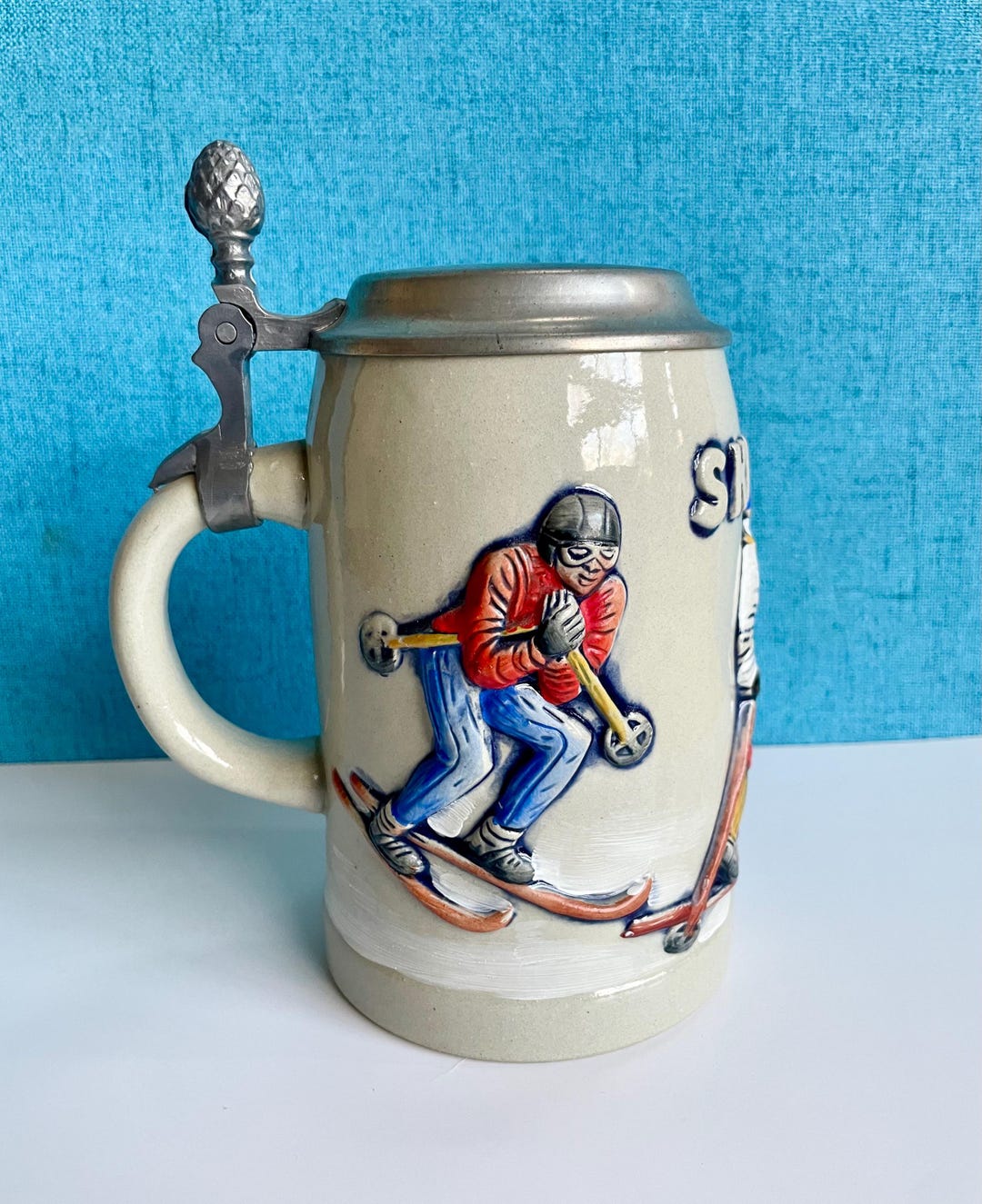 Rare Ski Heil Original King Western German Beer Stein | Ski Barware ...