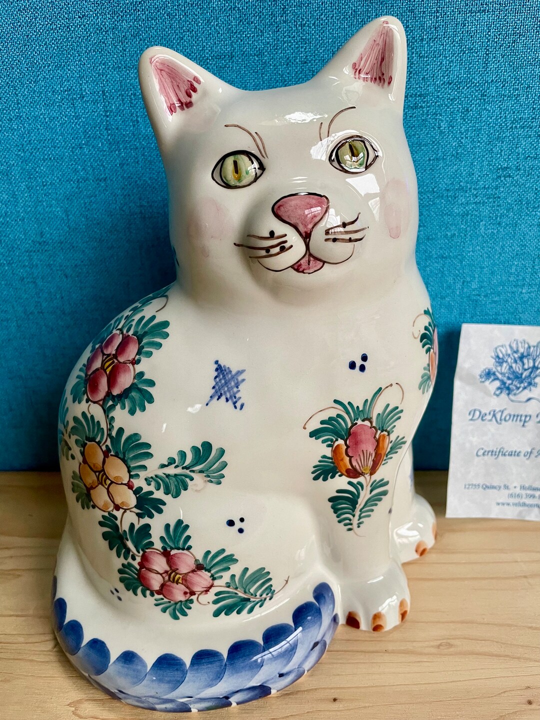 Dutch Delft Cat Blue and White Ceramic 10” Tall - Etsy