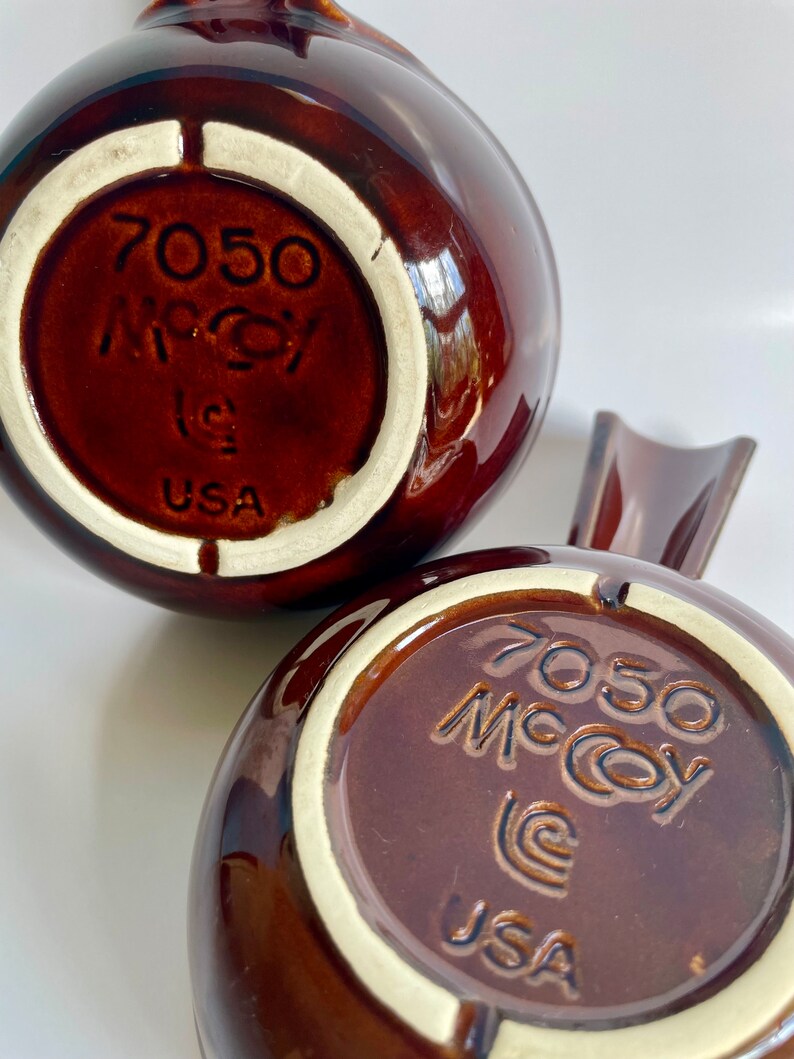 Vintage Mccoy Pottery Chili Bowls and Mugs Set, Brown Drip Glaze ...