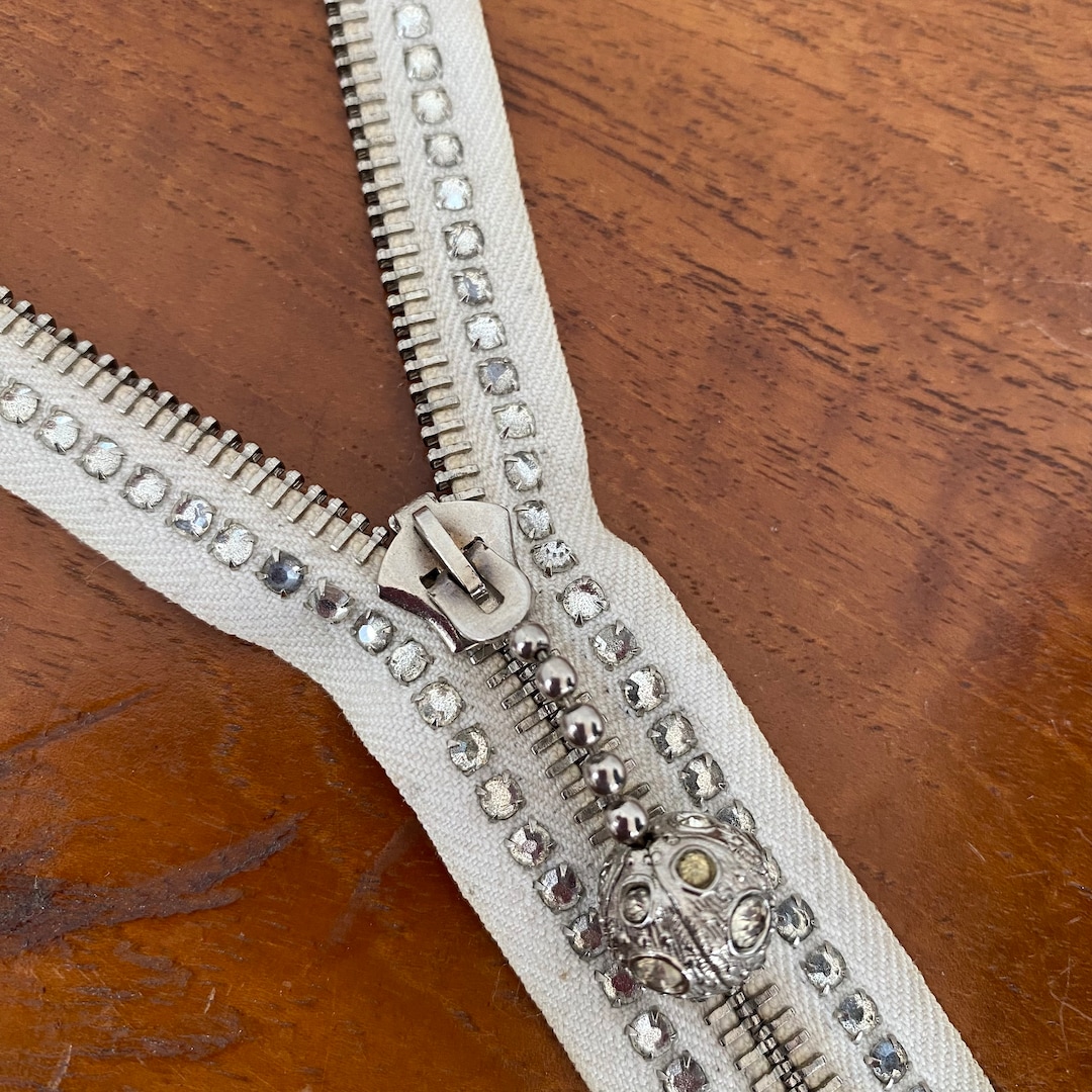 Unusual Rare 1950s Vintage Talon Zip Zipper Diamanté Studded Made in ...