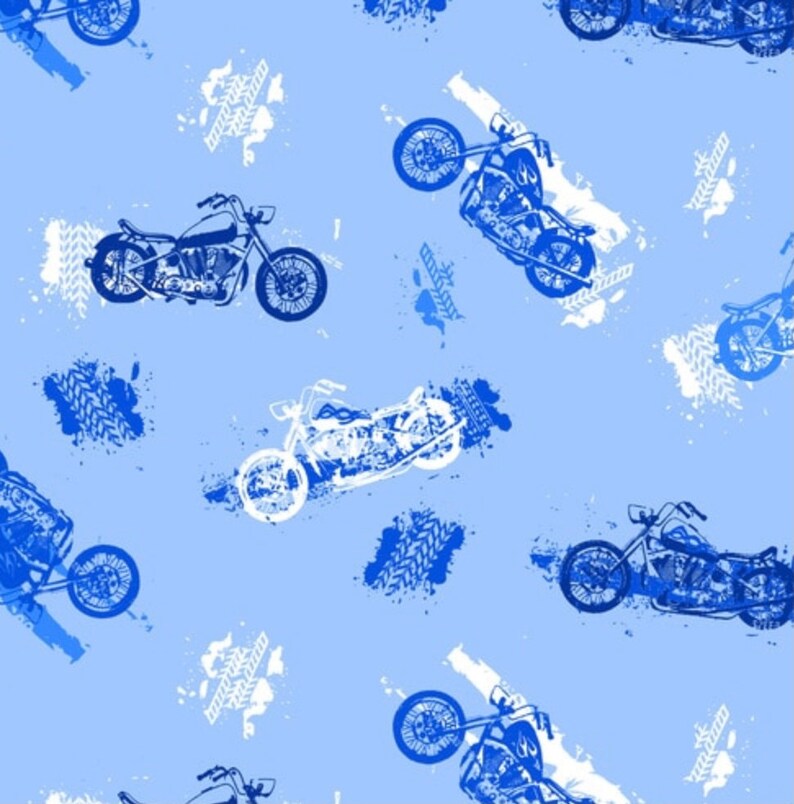Cotton Flannel Fabric - A.E. Nathan Comfy Motorcycle Etched Print With ...