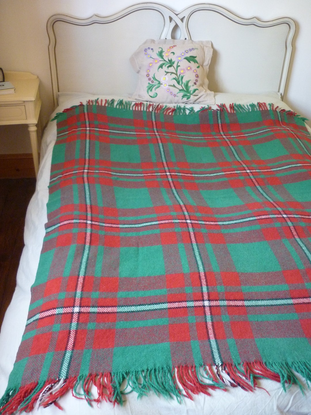 Vintage Swando Tartan Blanket, Checked Wool Travel Rug / Picnic Blanket ...