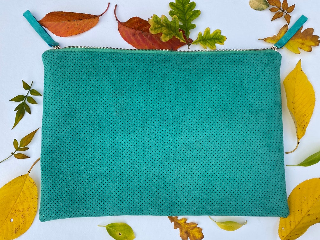 Green Perforated Suede Laptop Bag - Etsy
