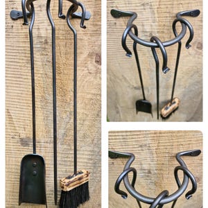 Wrought Iron Hanging Fireplace Tool Set Iron Blacksmith Made Shovel ...