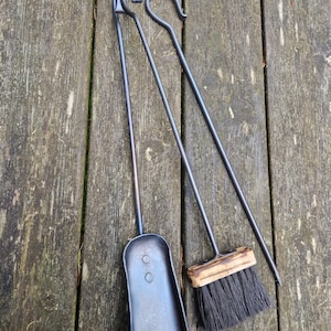 Wrought Iron Hanging Fireplace Tool Set Iron Blacksmith Made Shovel ...