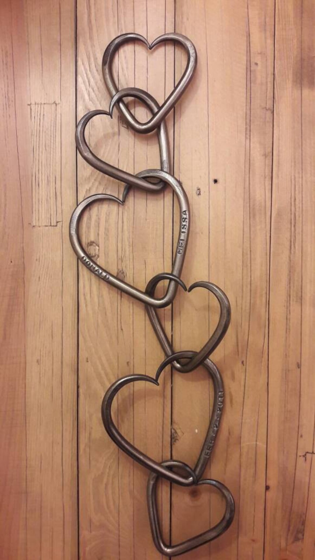 X6 Hanging Interlinked Iron Love Hearts 6th Year Anniversary Iron ...