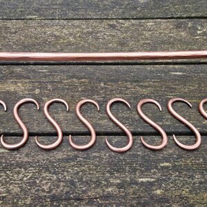Full Set Copper Untensil Rail With S Hooks Blacksmith Made Hammered Effect Kitchen Interior ...