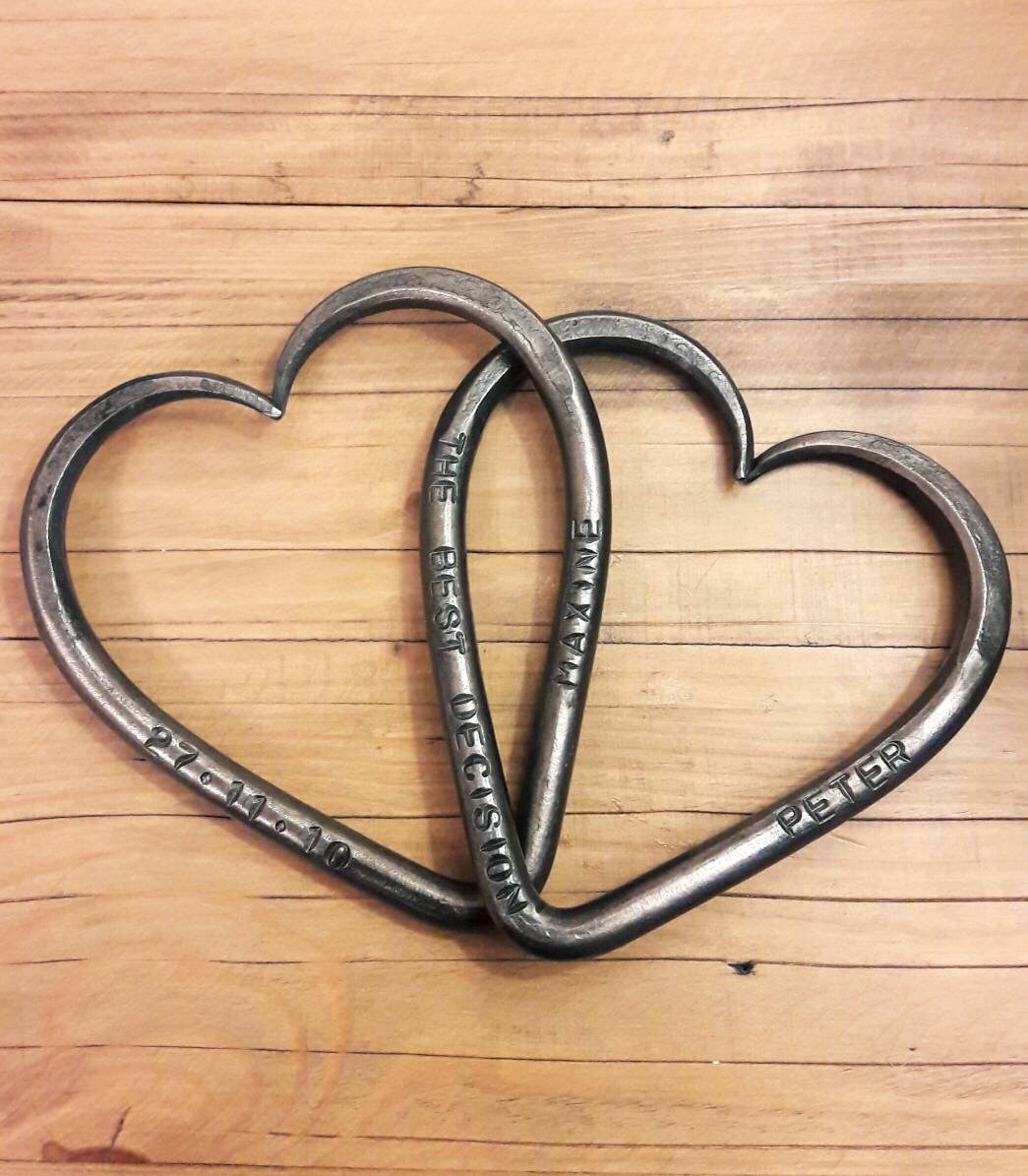 11th Year Anniversary Interlinked Love Hearts Steel | Etsy UK