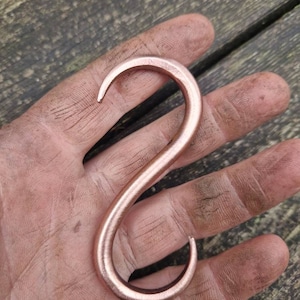 Full Set Copper Untensil Rail With S Hooks Blacksmith Made Hammered Effect Kitchen Interior ...