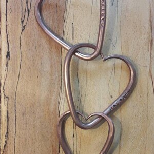 3 Interlinked Personalised Family of Copper Love Hearts 7th Anniversary ...