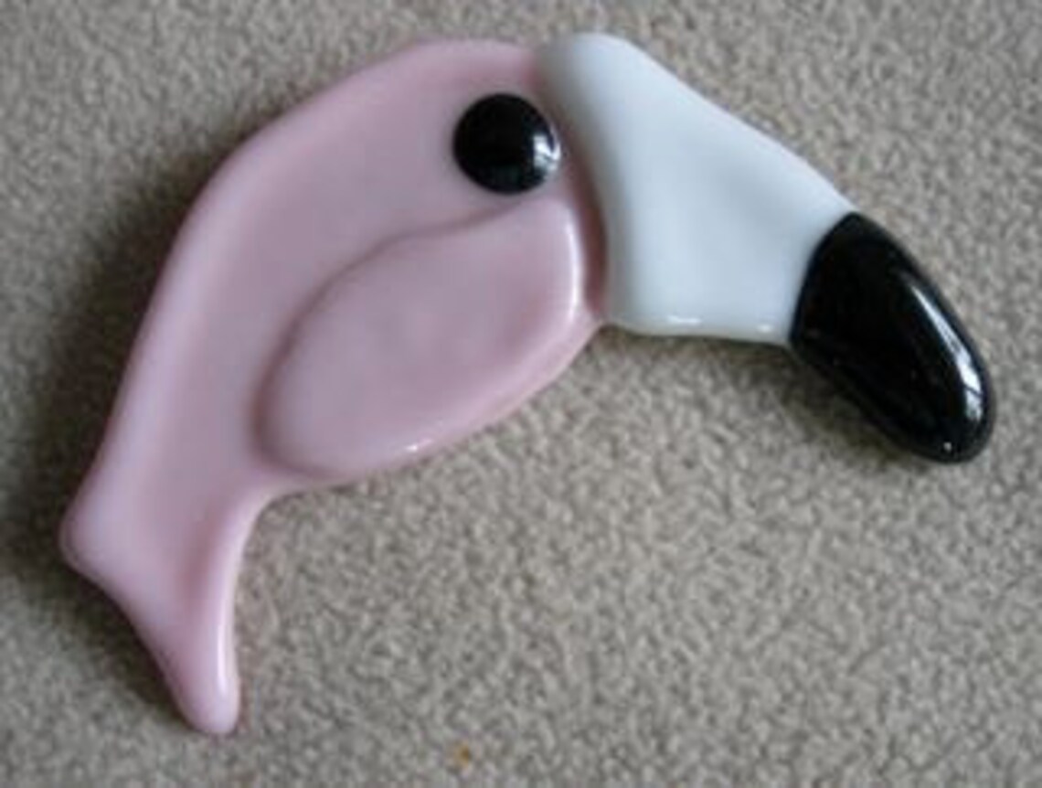 Fused Glass Flamingo Pin - Etsy