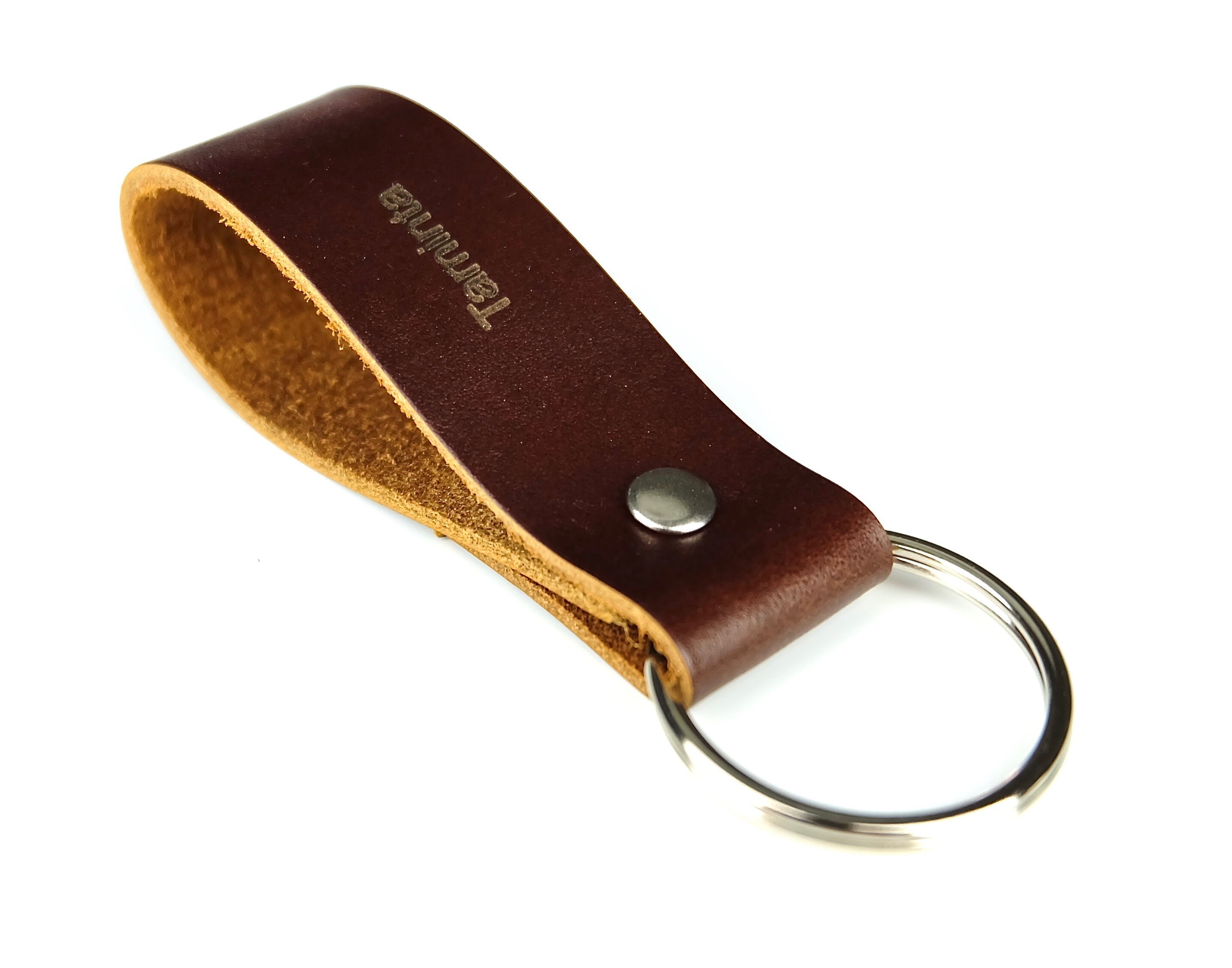 Personalized Leather Keychain. Custom Leather Keychain. | Etsy