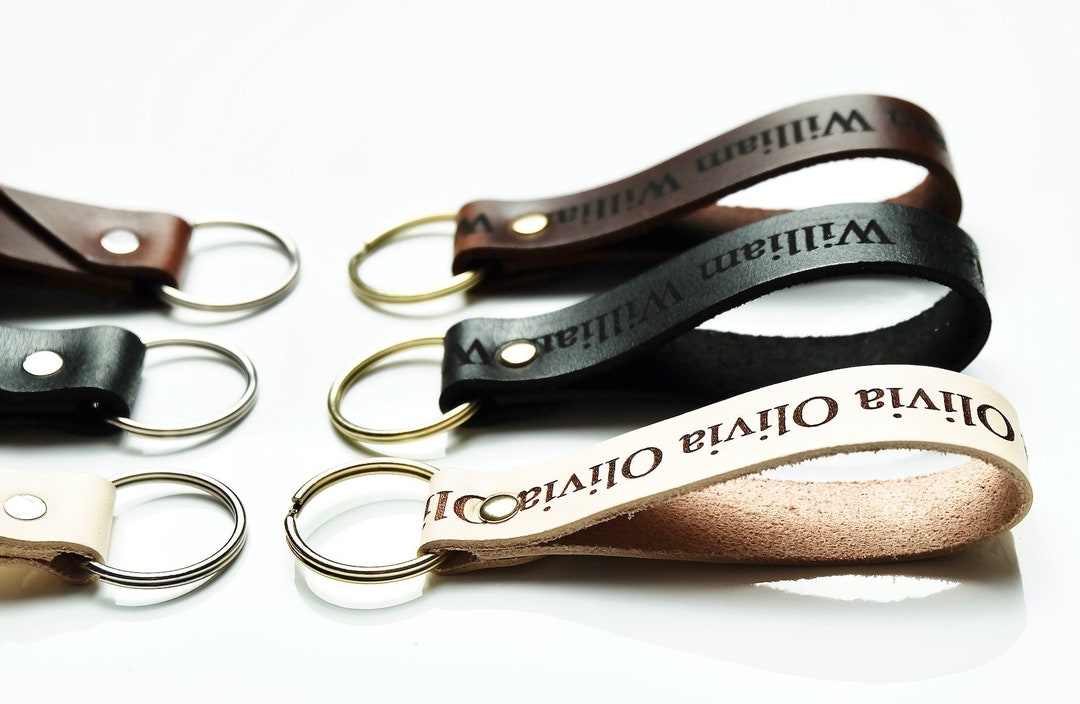 Personalized Leather Keychain, Custom Keychain, Monogrammed Keychain ...