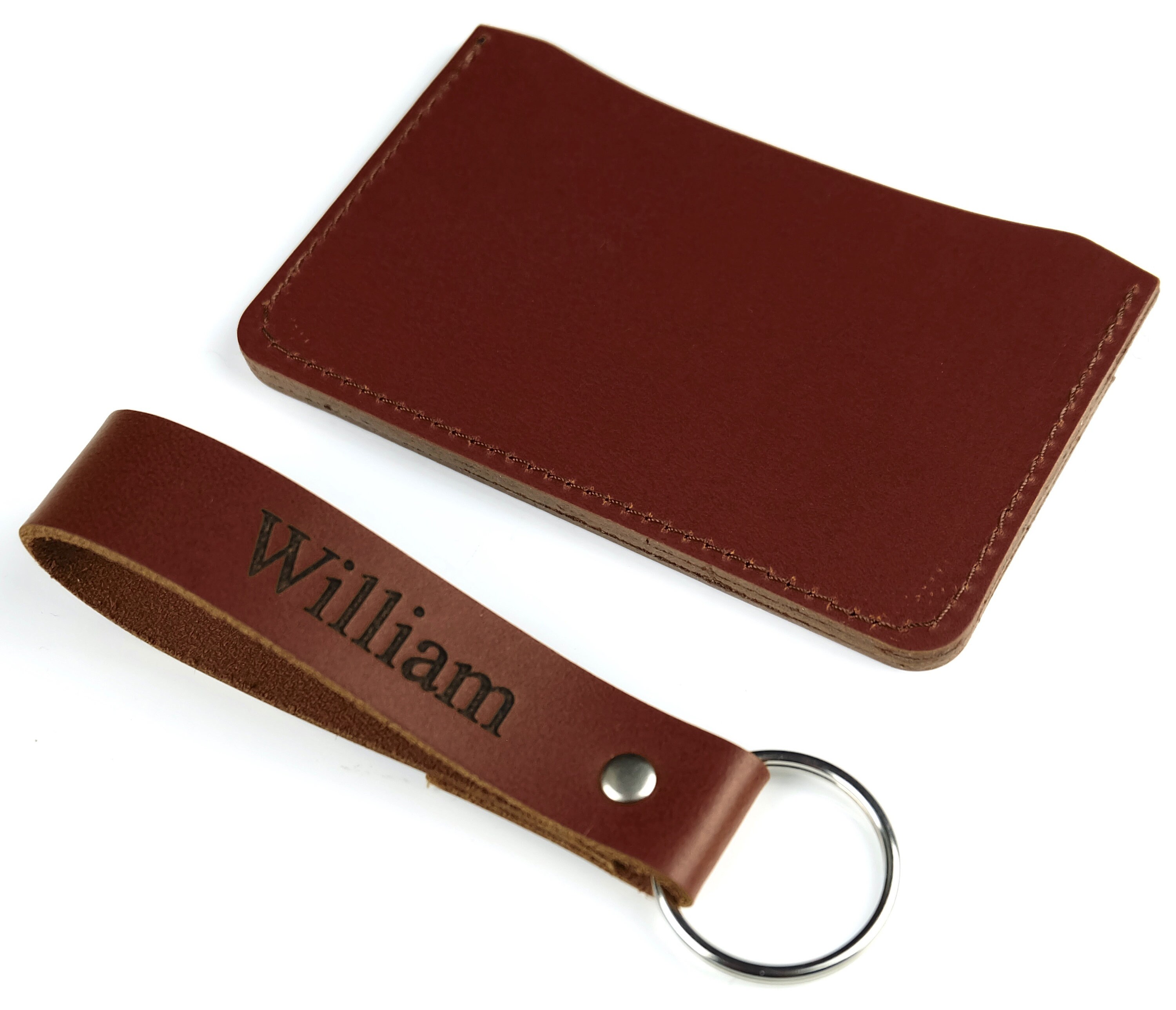 Personalized Keychain and Card Holder Leather, Custom Leather Keychain ...