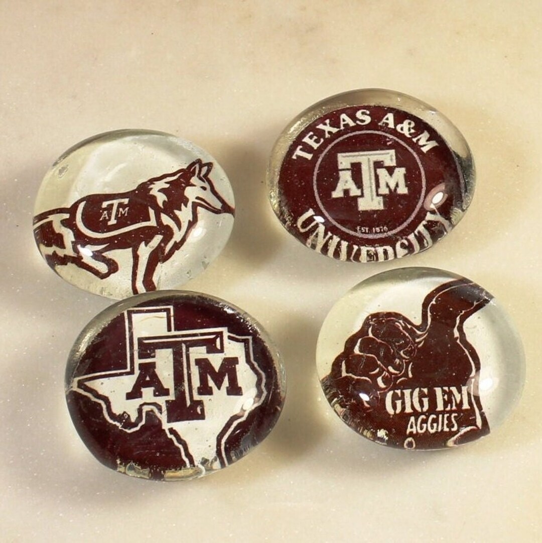 Texas A&M University Inspired Glass Magnets. Set of 4 Glass Magnets ...