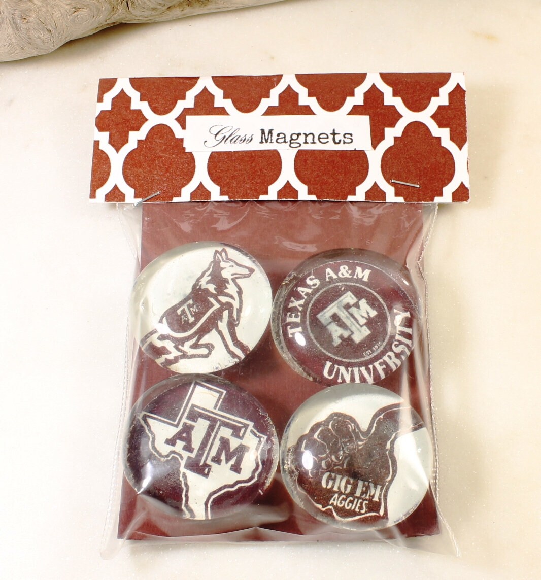 Texas A&M University Inspired Glass Magnets. Set of 4 Glass Magnets ...