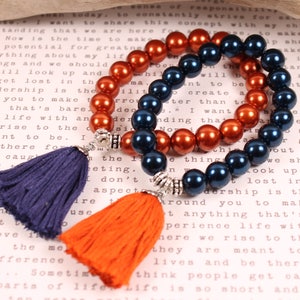 Houston Astros Inspired Glass Pearl Beaded Bracelets, Baseball and Gameday Jewelry, Team Spirit ...