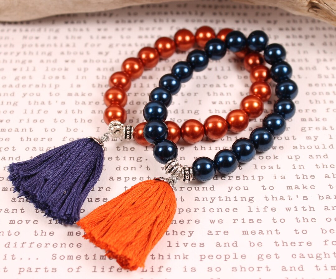 Houston Astros Inspired Glass Pearl Beaded Bracelets, Baseball and ...