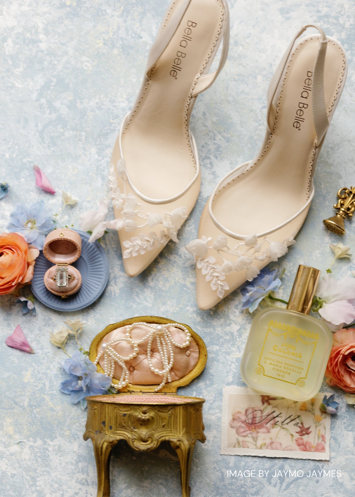 French Blue Palette Flat Lay Styling Mat Hand Painted, Rollable Styling ...