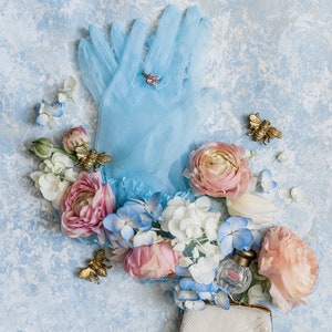 French Blue Palette Flat Lay Styling Mat - Hand Painted, Rollable ...