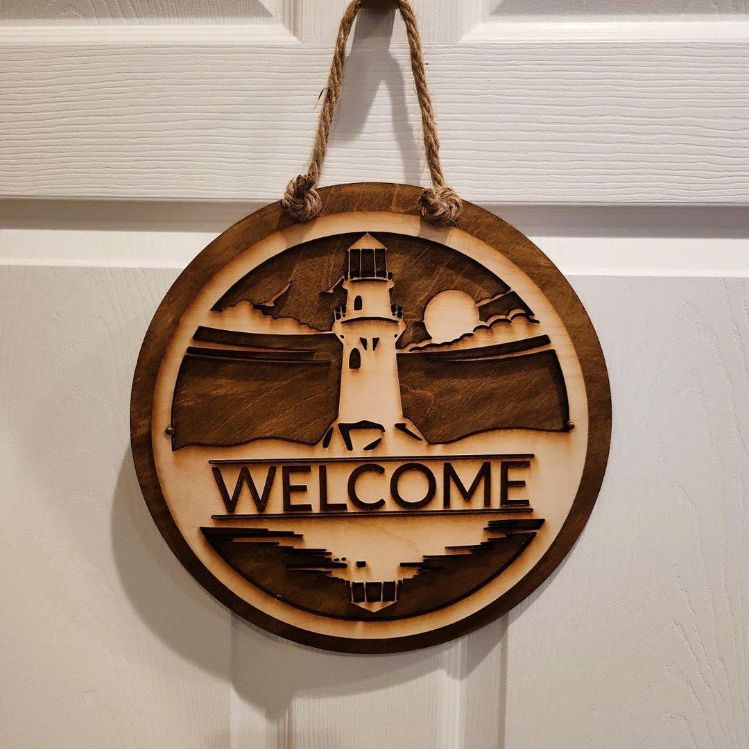 Lighthouse Welcome Door Hanger/sign - Etsy