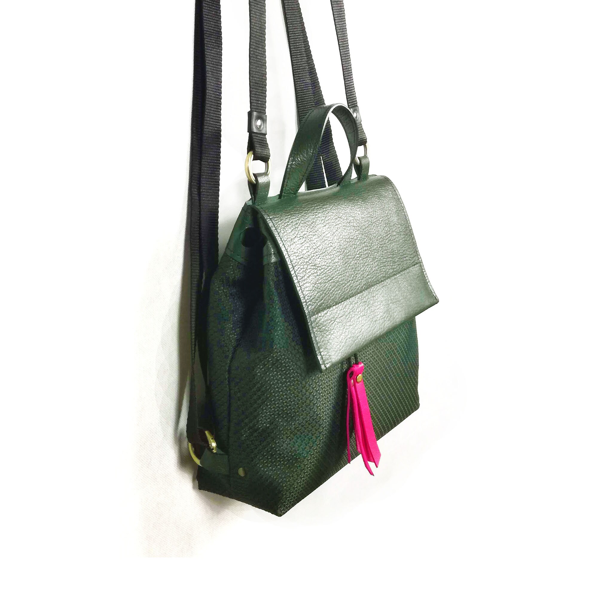 Mini Backpack or Small Crossbody Bag, Pink and Green Bag, Convertible ...