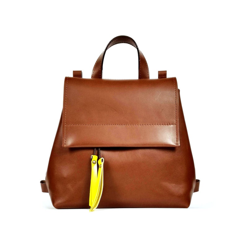 Brown Leather Backpack or Mini Backpack Women, Genuine Leather ...