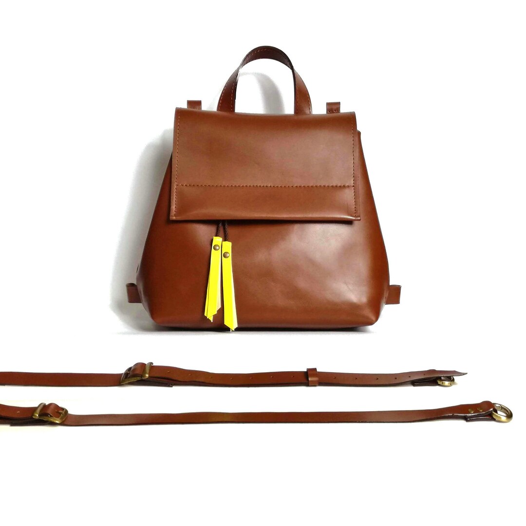 Brown Leather Backpack or Mini Backpack Women, Genuine Leather ...