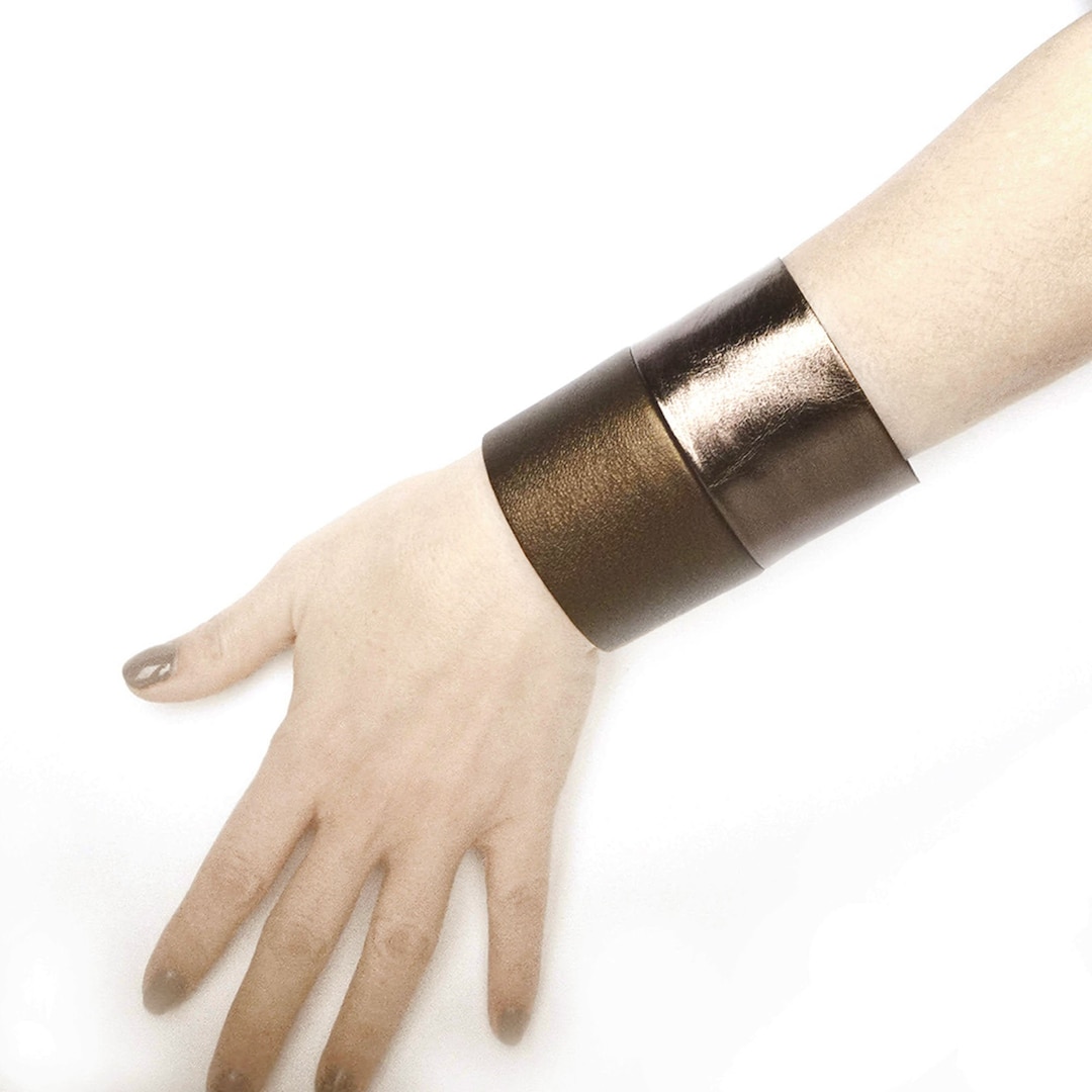 Large Leather Cuff for Women, Oversized Wrist Cuff, Avant Garde Jewelry ...