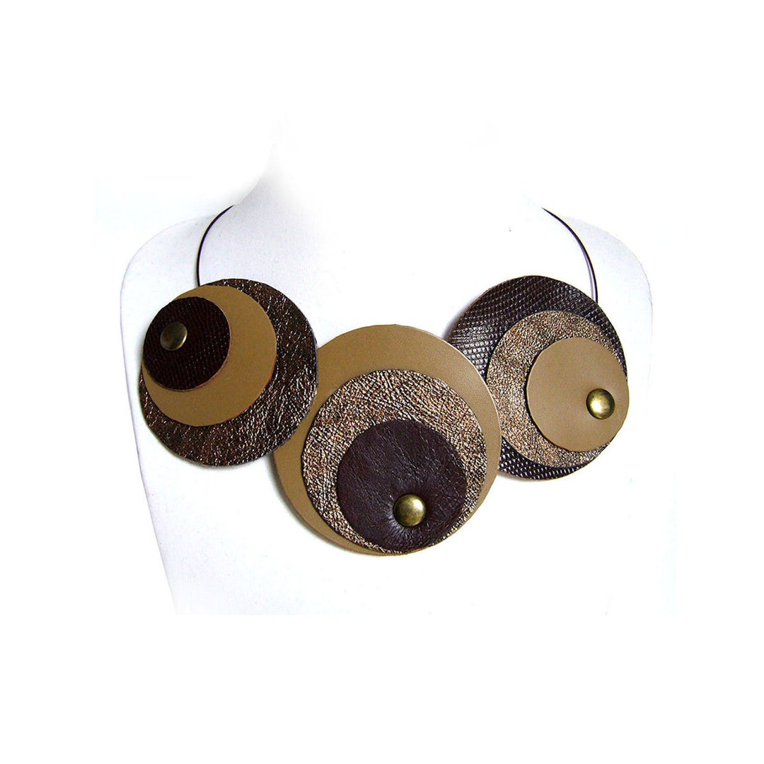 Bronze Leather Collar as Funky Necklace - Etsy