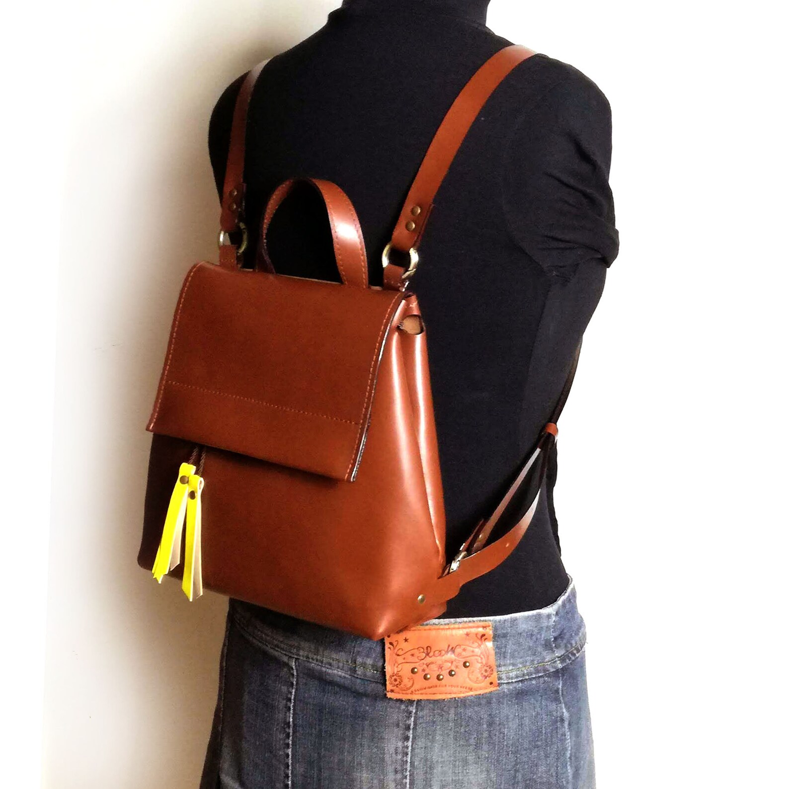 Brown Leather Backpack or Mini Backpack Women Genuine Leather - Etsy