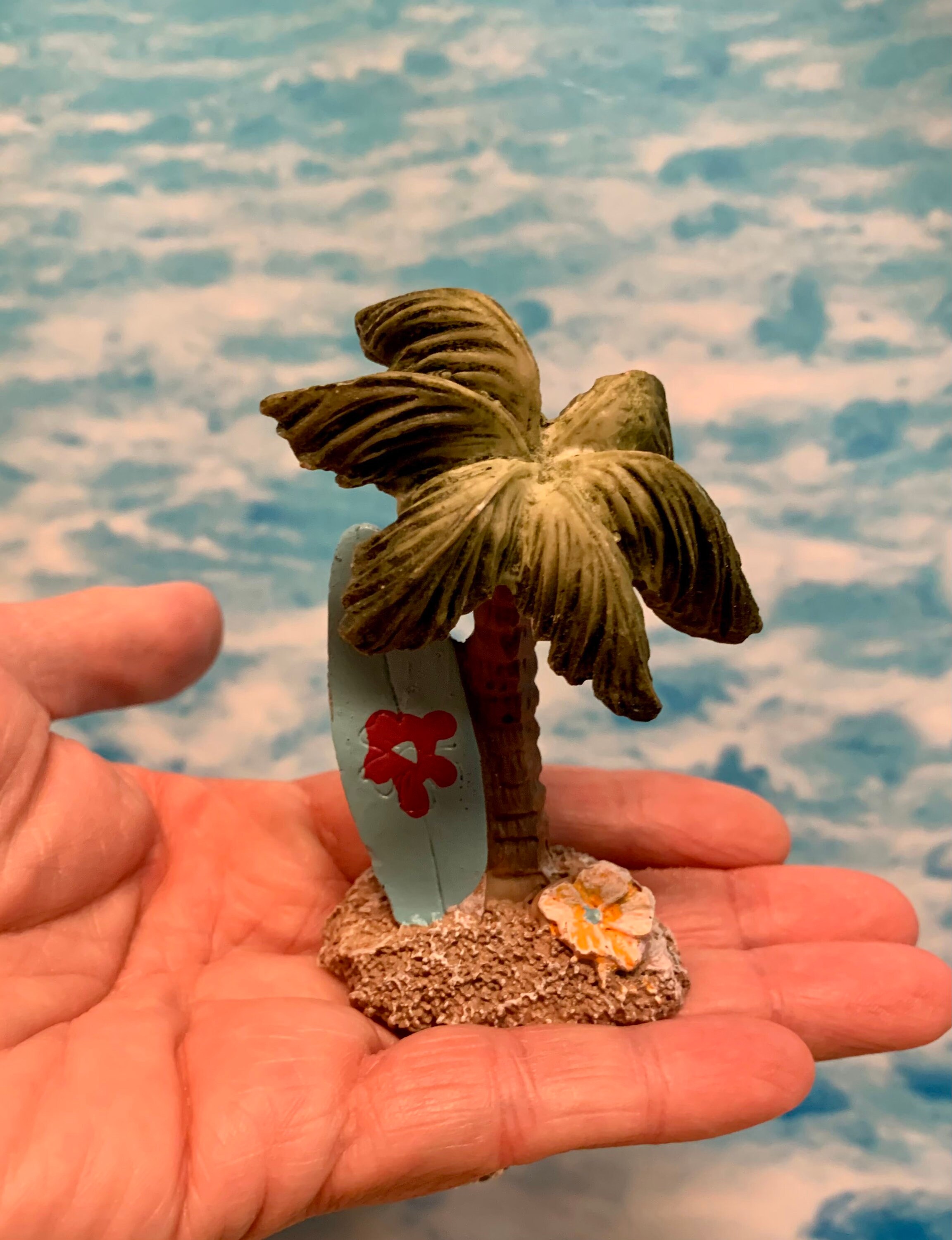 Miniature Palm Tree With Surfboard and Flower beach | Etsy