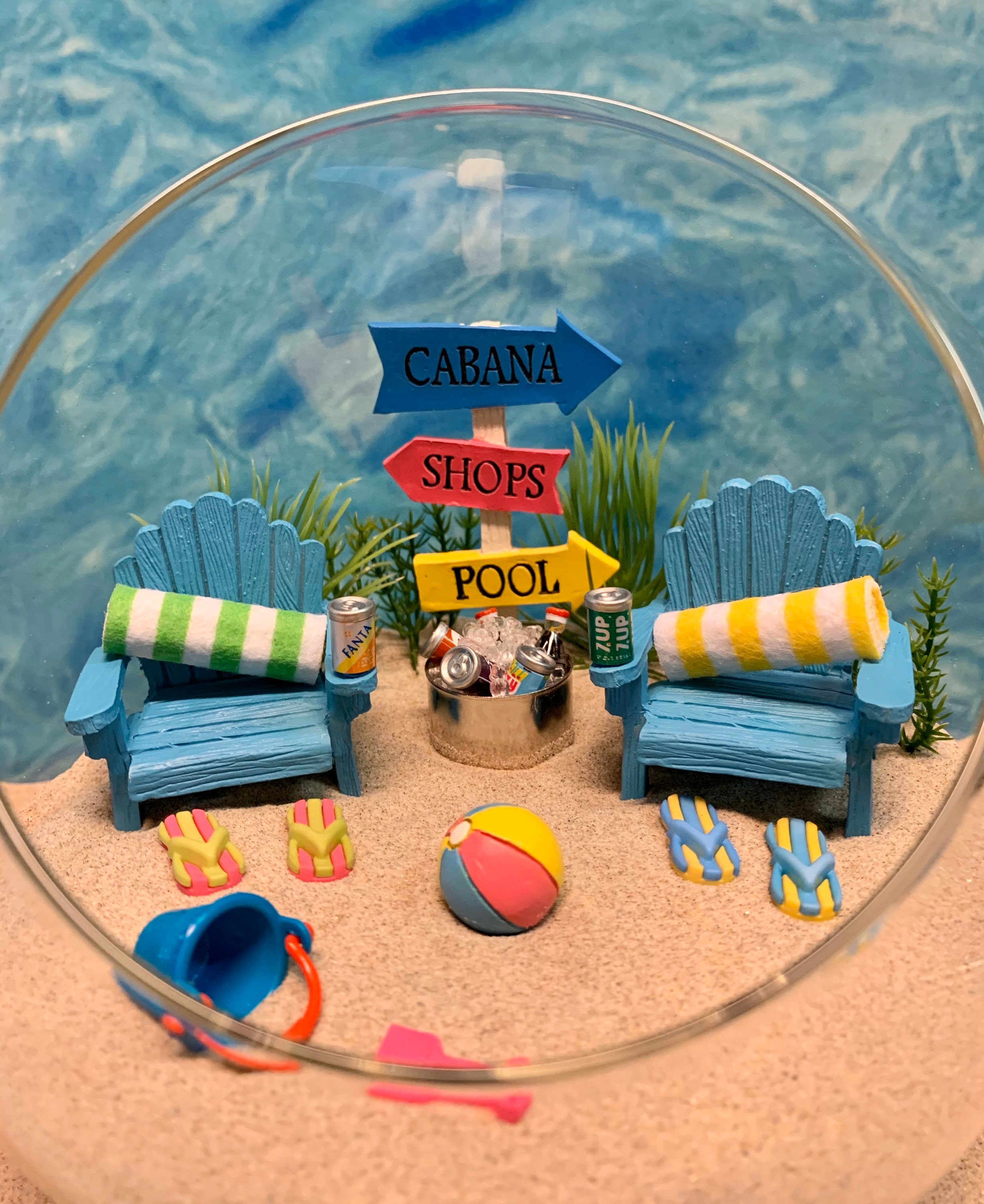 Miniature Pool Scene Glass Dome Included miniature Pool - Etsy UK