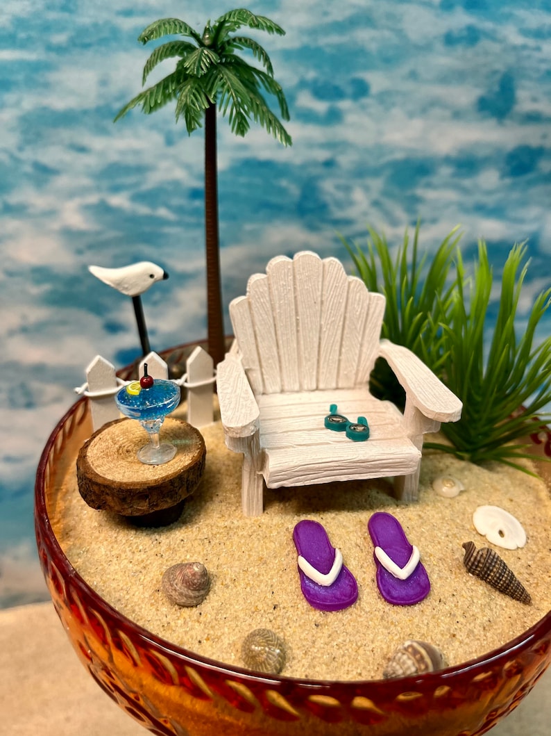 Miniature Beach Scene in Margarita Glass ocean View beach | Etsy