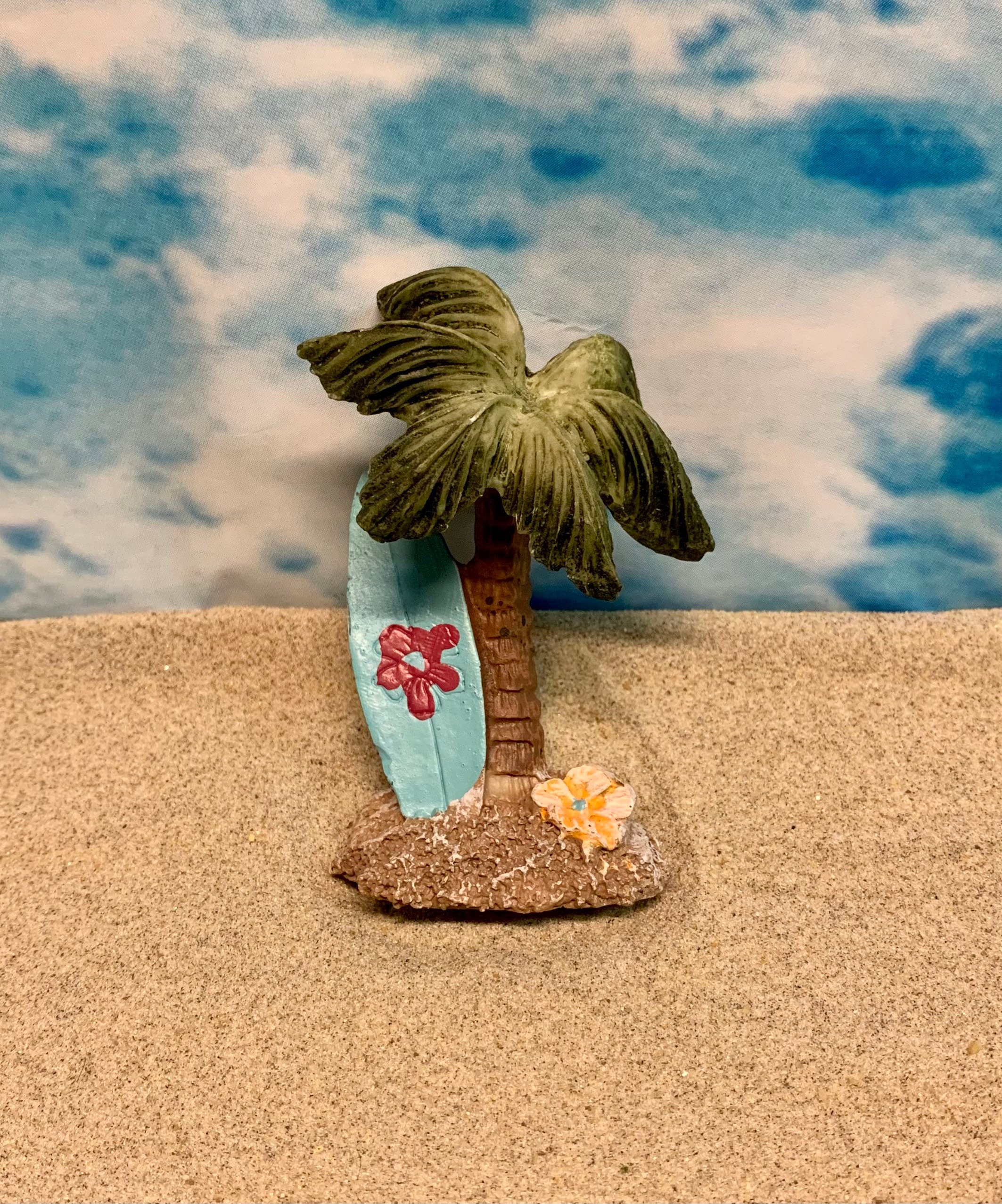 Miniature Palm Tree With Surfboard and Flower beach | Etsy